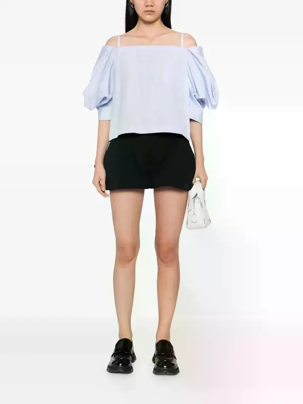 Sacai Striped Off-Shoulder Top - Blue Stripe - 30% Off | Editorialist